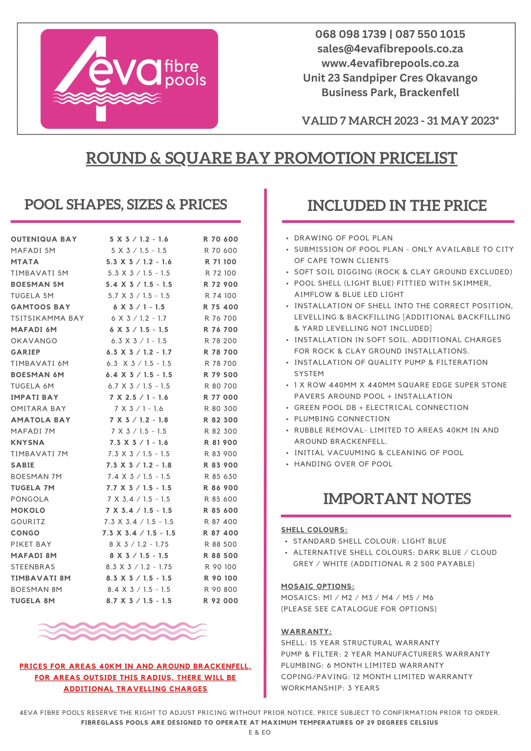 ROUND & SQUARE BAY PROMO – 4Eva Fibre Pools Pty (Ltd)